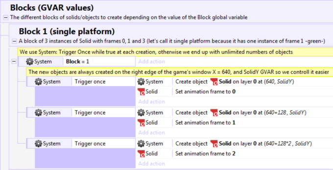 Procedural level generation using global variables and collisions