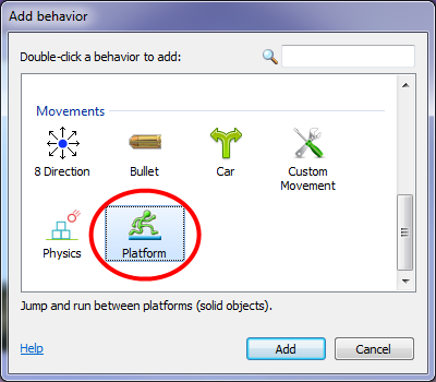 Adding behaviors - Как создать платформер