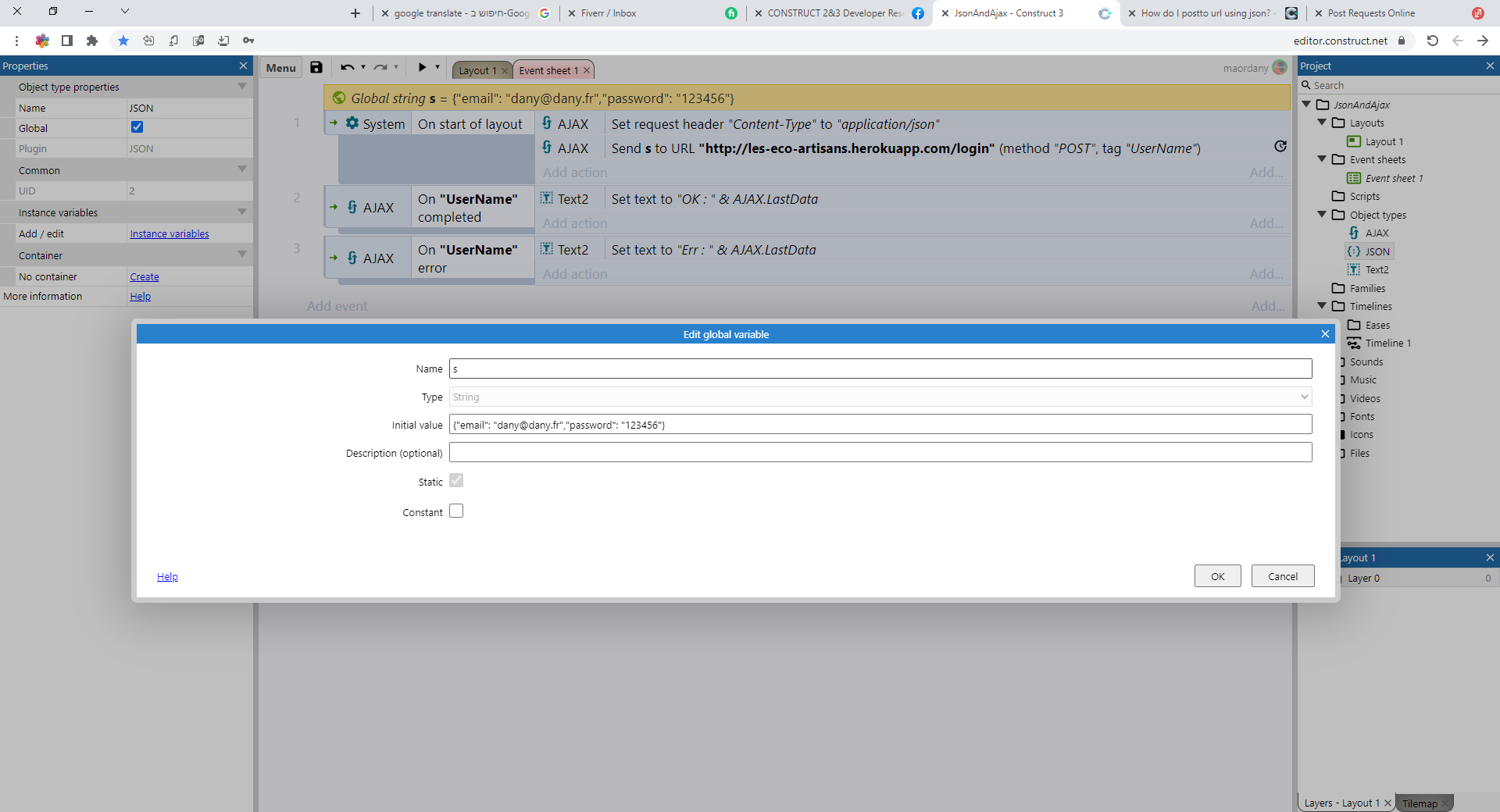 How do I postto url using json? - Game Makers Help