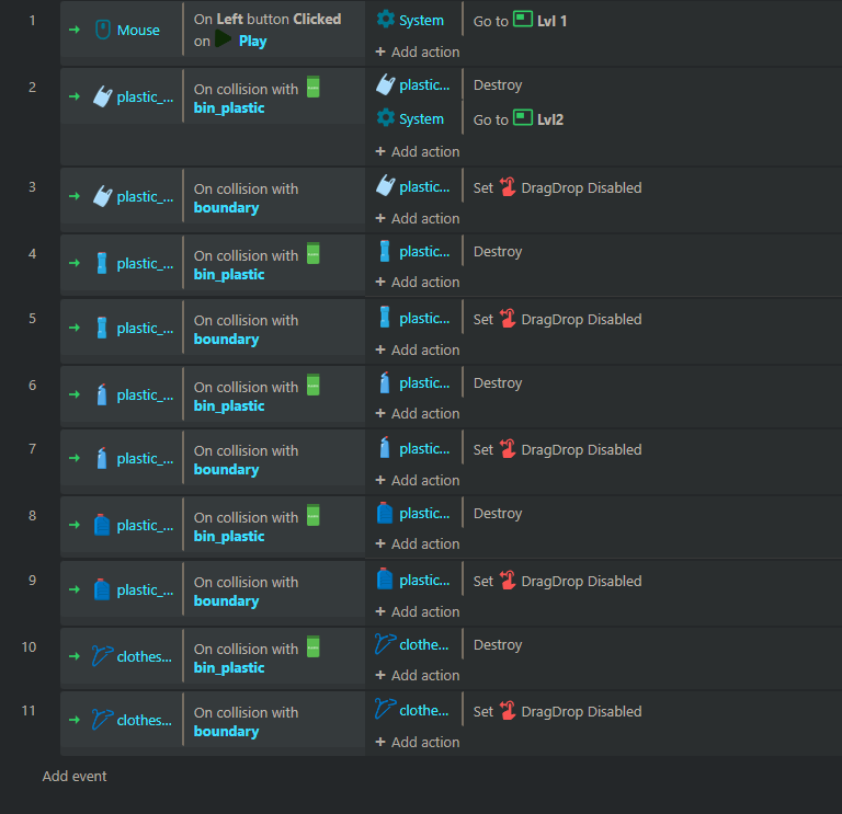 How do I implement falling and drag-and-drop interaction
