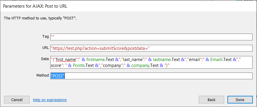 How do I post to URL using json data? - Game Building Help