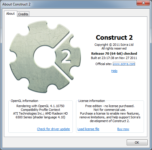 About dialog - Construct 2 Documentation
