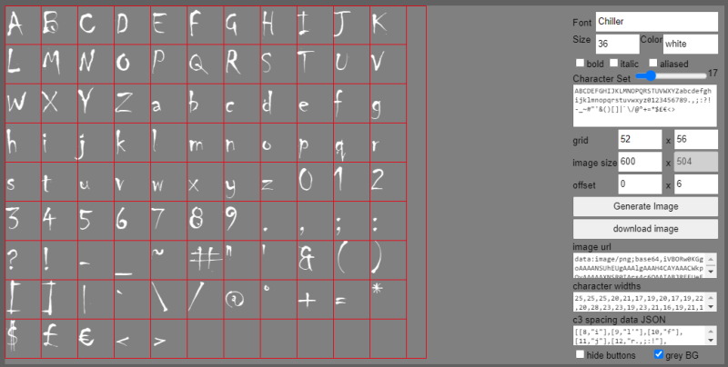 Spritefont generator for Construct 2/3. - Game Making Tools