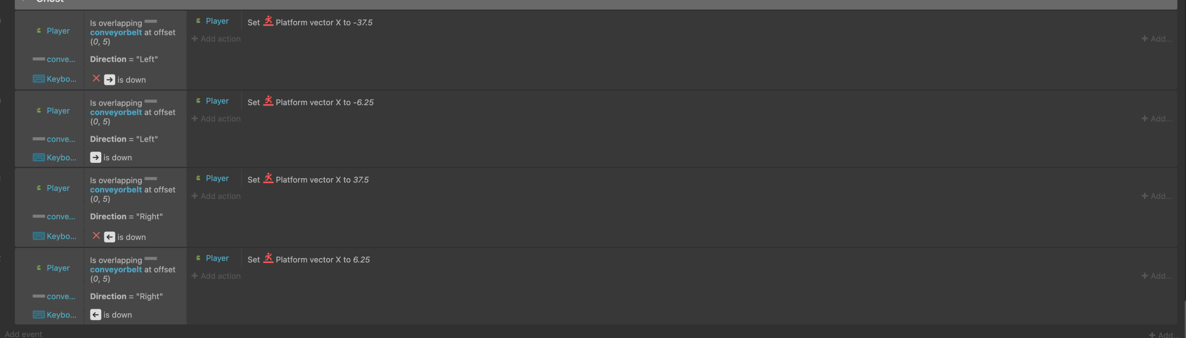How do I make a 2d platformer conveyor belt? - Game Makers Help
