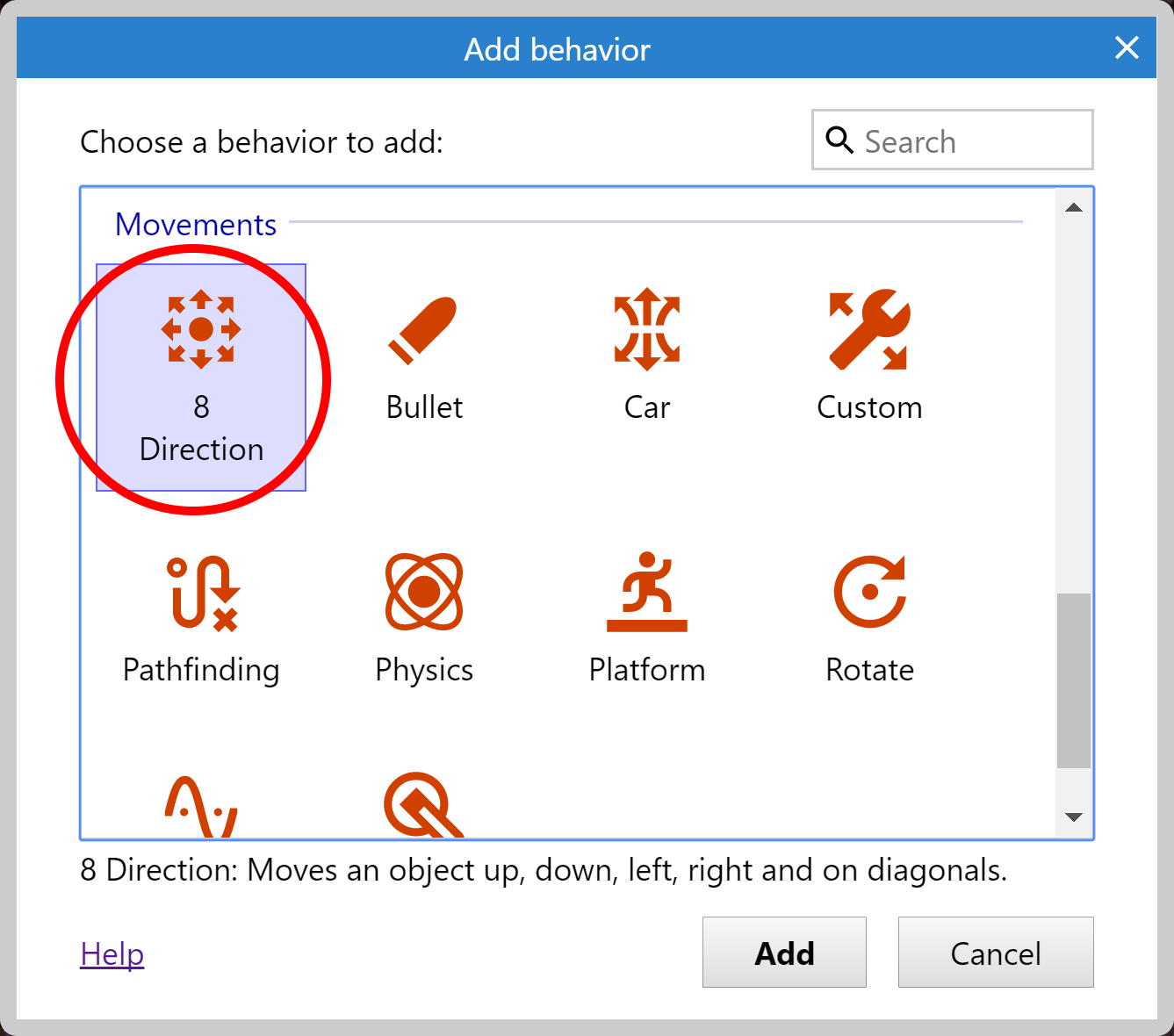 Adding behaviors - Beginner's guide to Construct 3