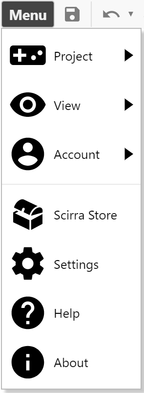 The main menu - Construct 3 Documentation