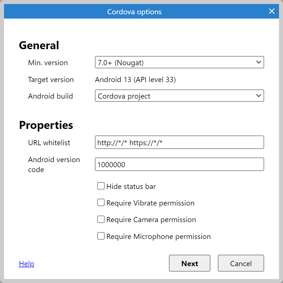 Cordova options - Construct 3 Documentation