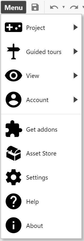 The main menu - Construct Animate Documentation