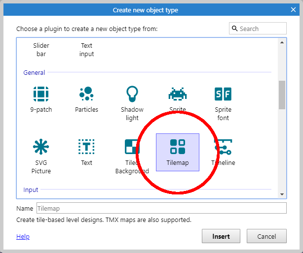 Adding platforms with the Tilemap object