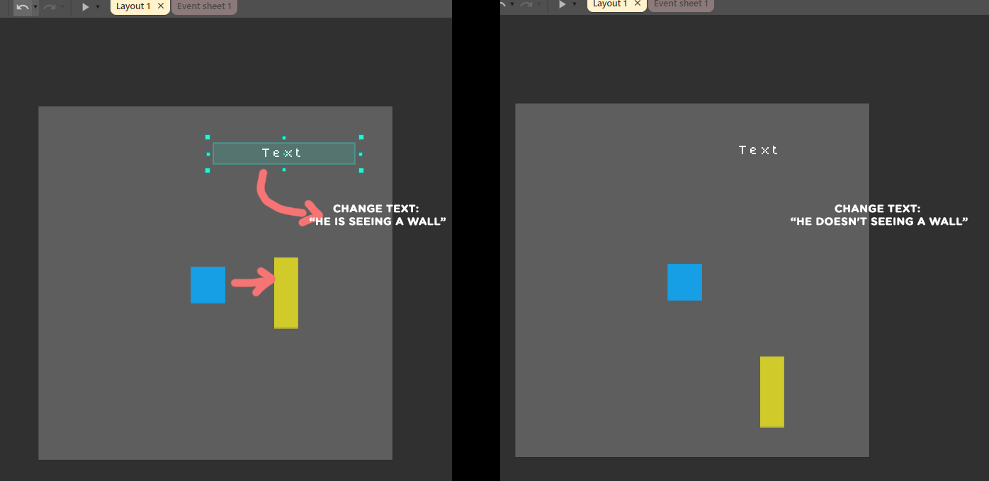How do I identify a wall using the behavior line of sight?