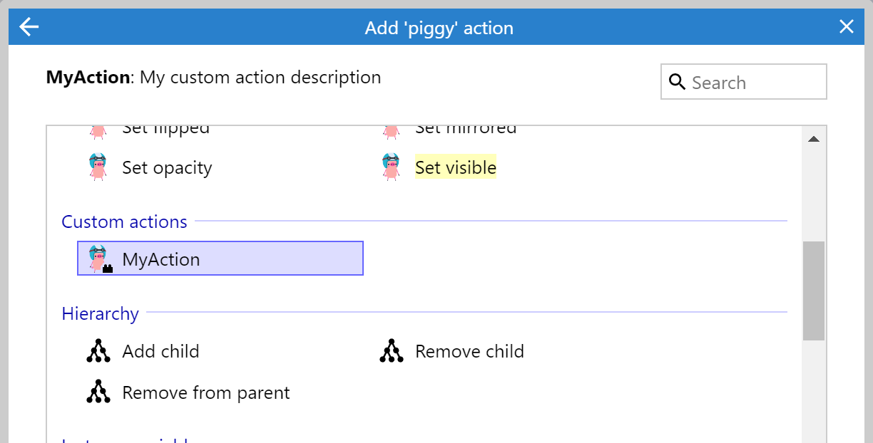 Custom actions - Construct 3 Documentation