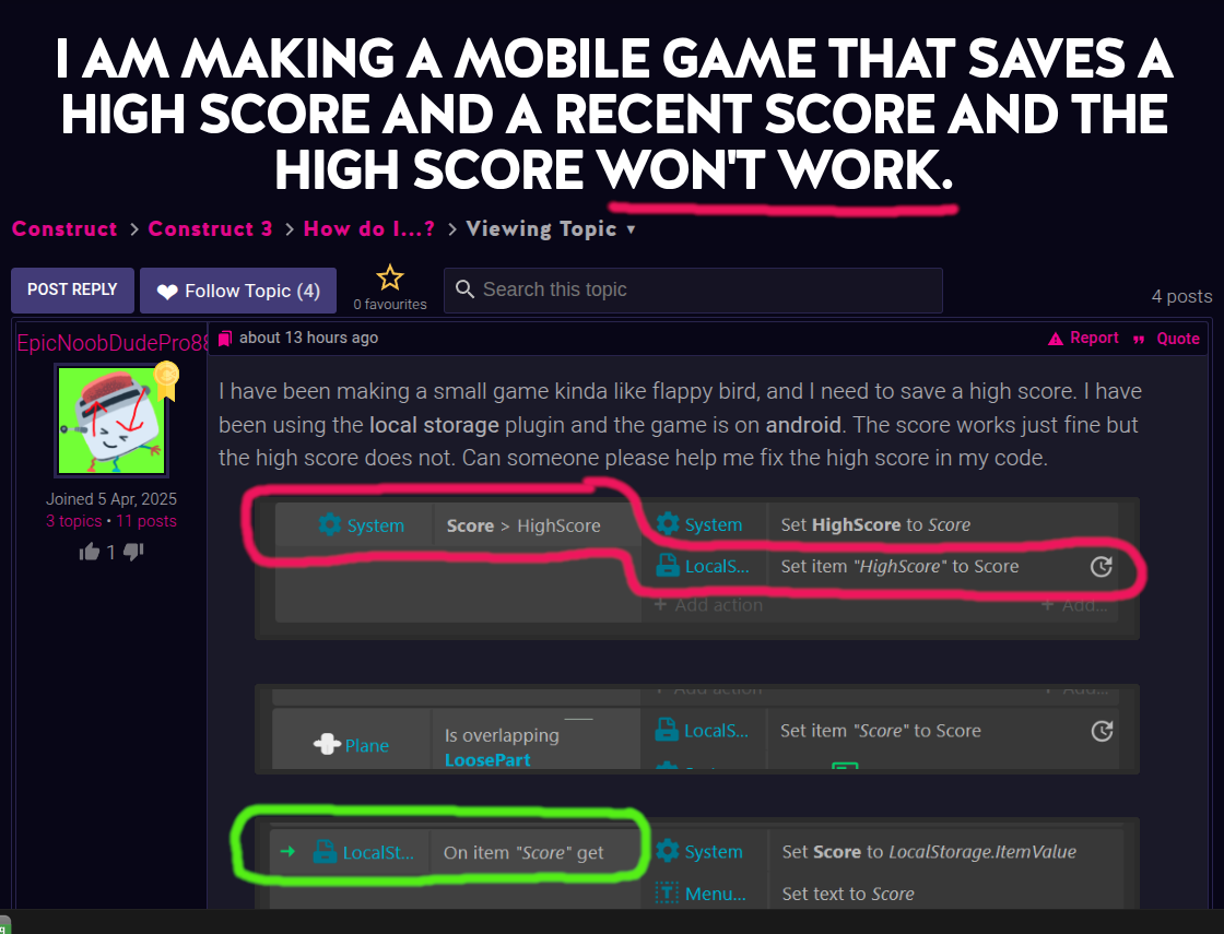 high score construct 3