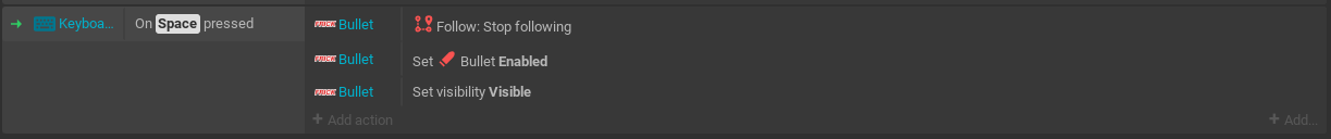 How do I Make a sprite with the "bullet" behavior work?