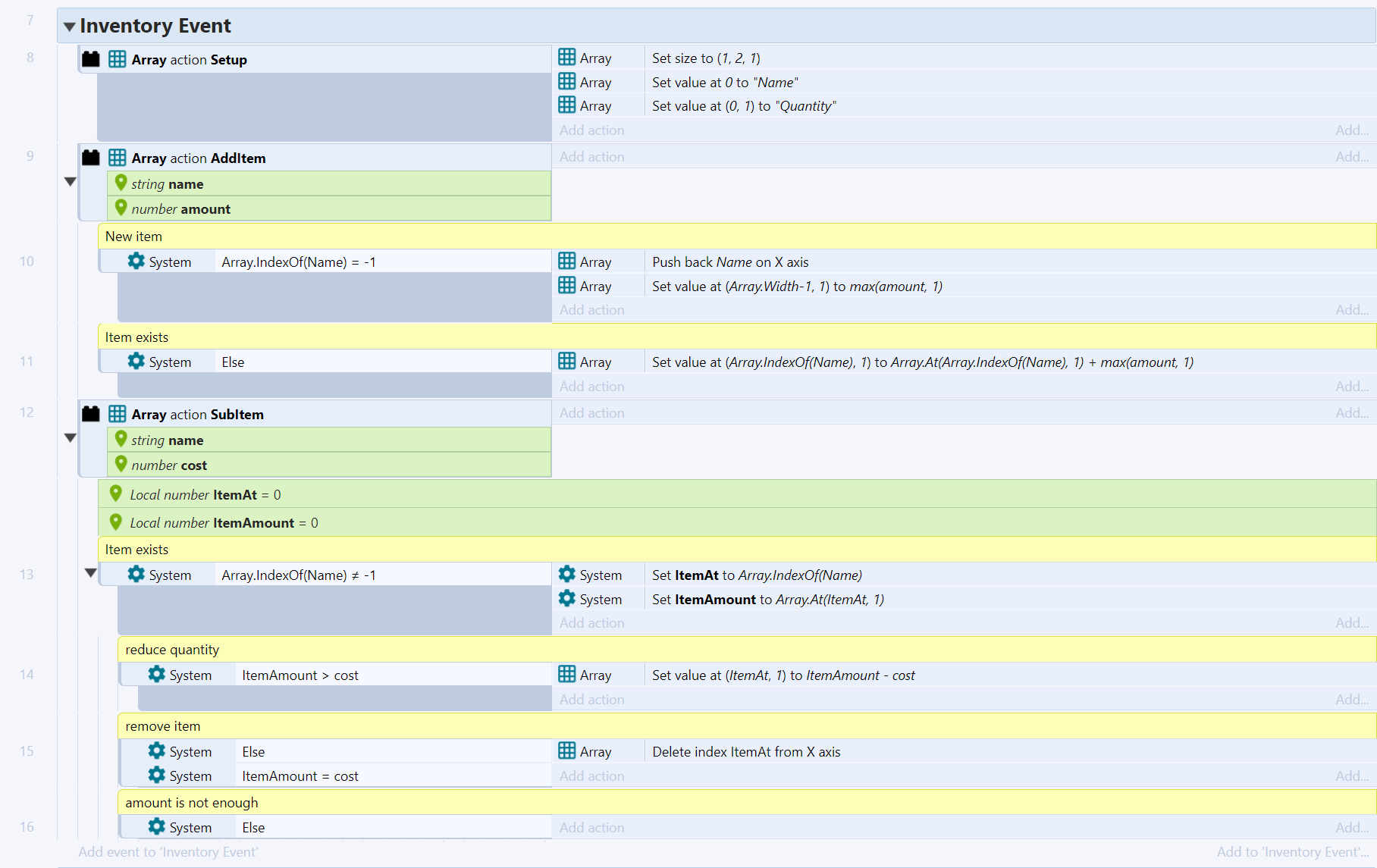 Use Array - Create a simple Inventory system