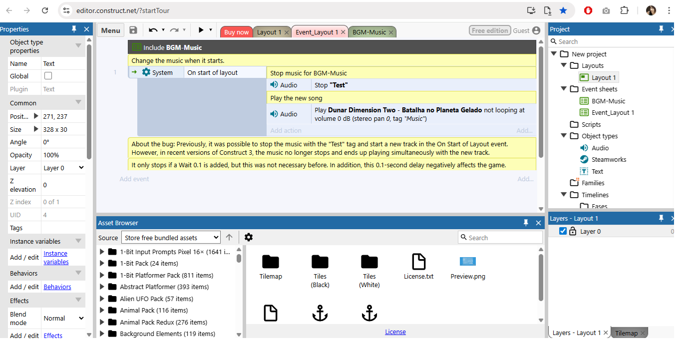 Why doesn’t the audio tag stop on Start of Layout in C3 anymore,