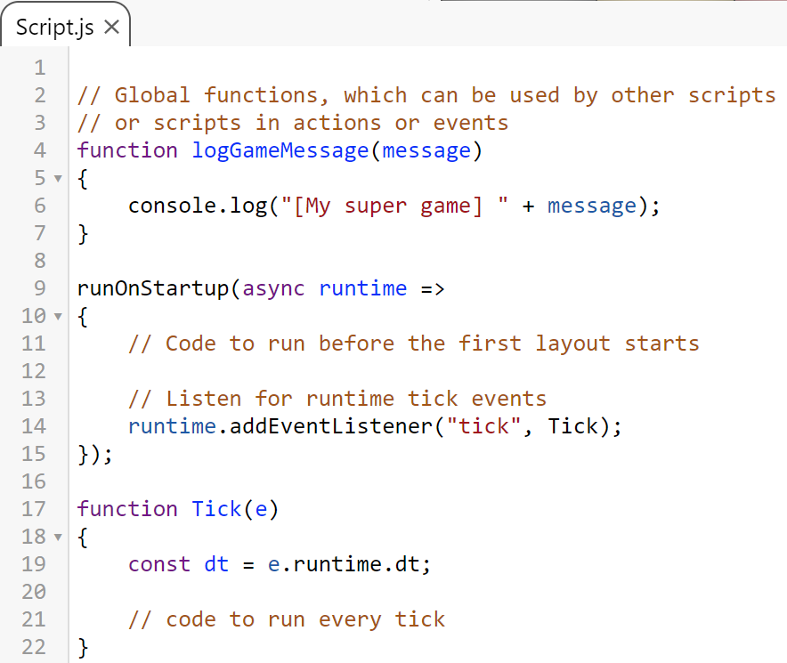 Introducing Javascript coding in Construct