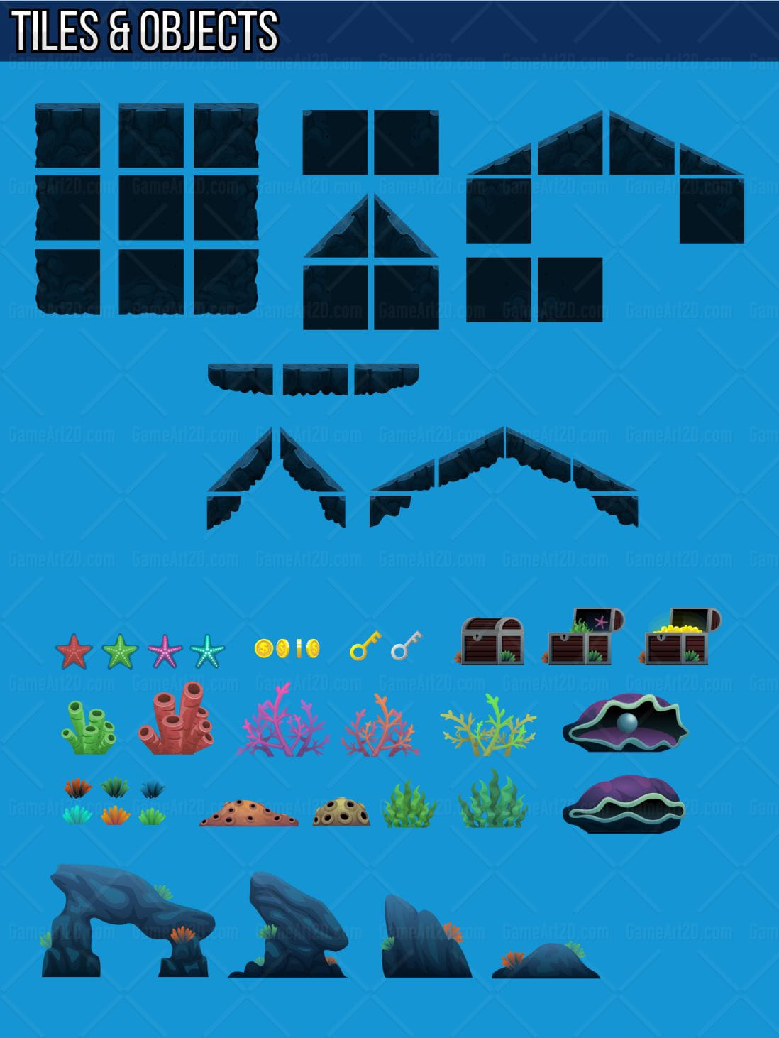 Deep Water - Platformer Tileset - Game Tilemaps