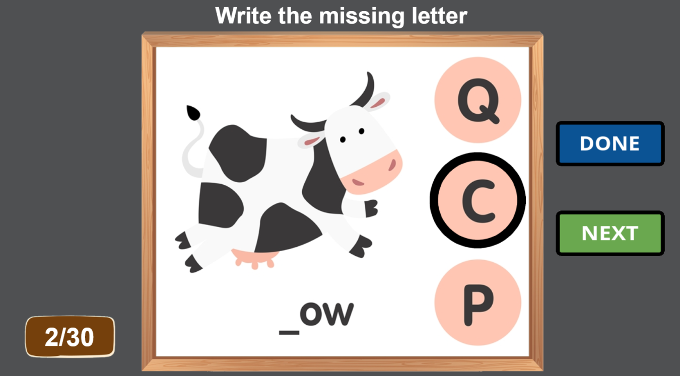Write The Missing Letter For Kids - Educational Game