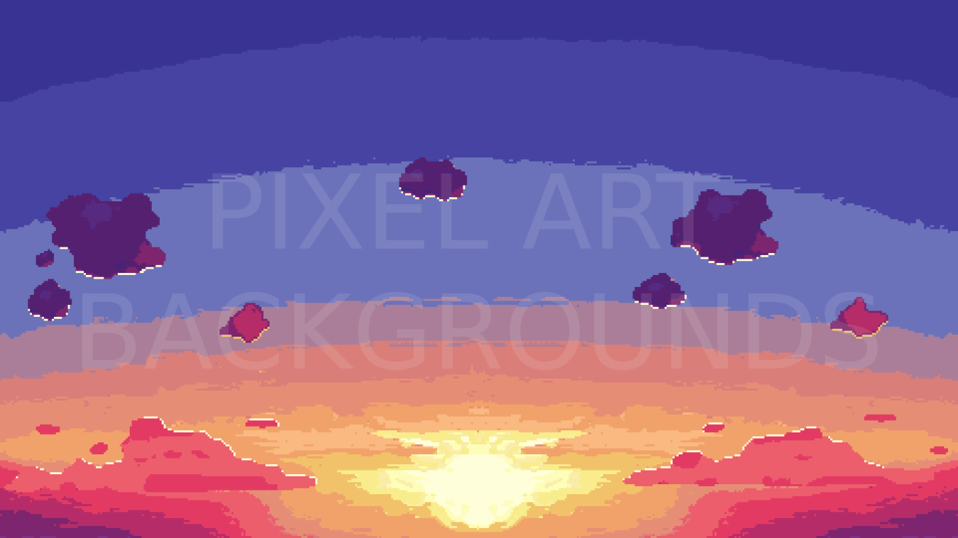 2D Pixel Art Backgrounds (10 Sky & Cloud ) #3 - Game Backgrounds