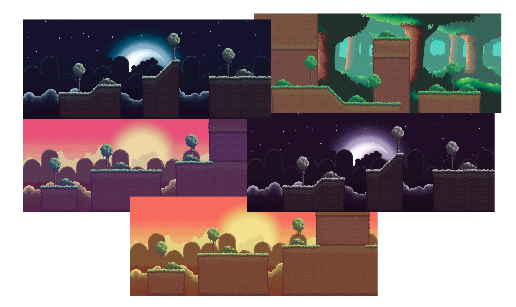 Pixel Art Platformer Painted Style - Game Backgrounds