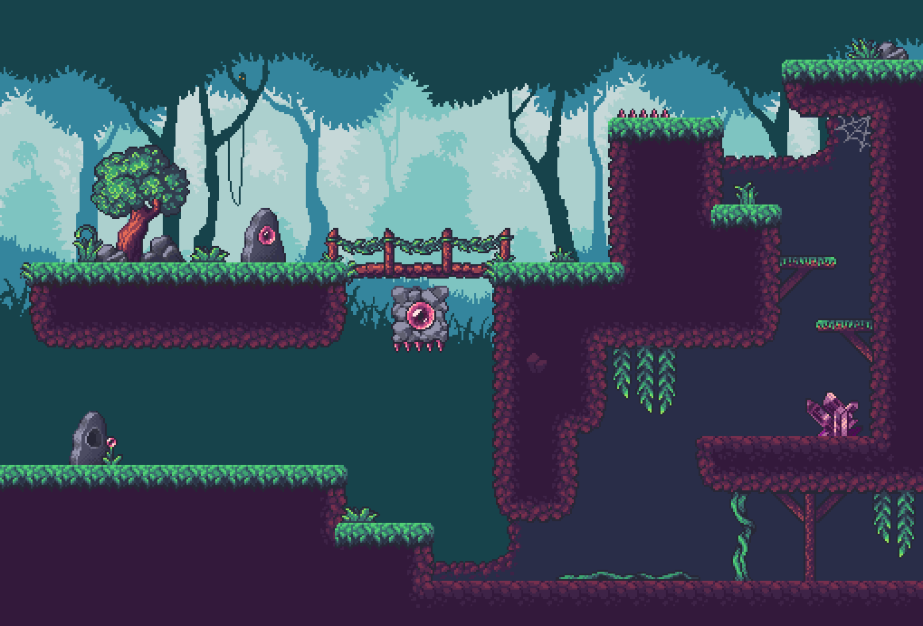 Enchanted Gem Forest & Cave Tilemap - Game Tilemaps
