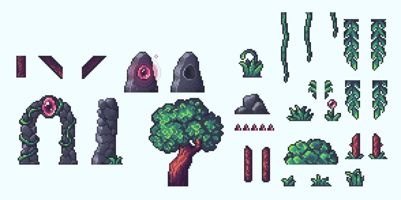 Enchanted Gem Forest & Cave Tilemap - Game Tilemaps