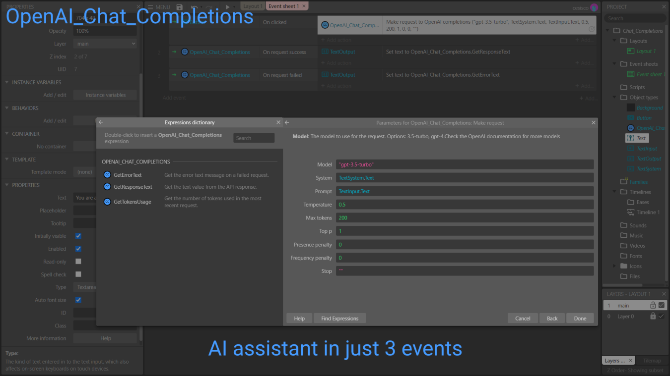 OpenAI Plugin Suite - Construct 3 Addons