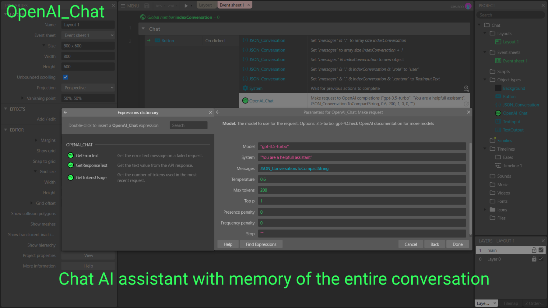 OpenAI Plugin Suite - Construct 3 Addons
