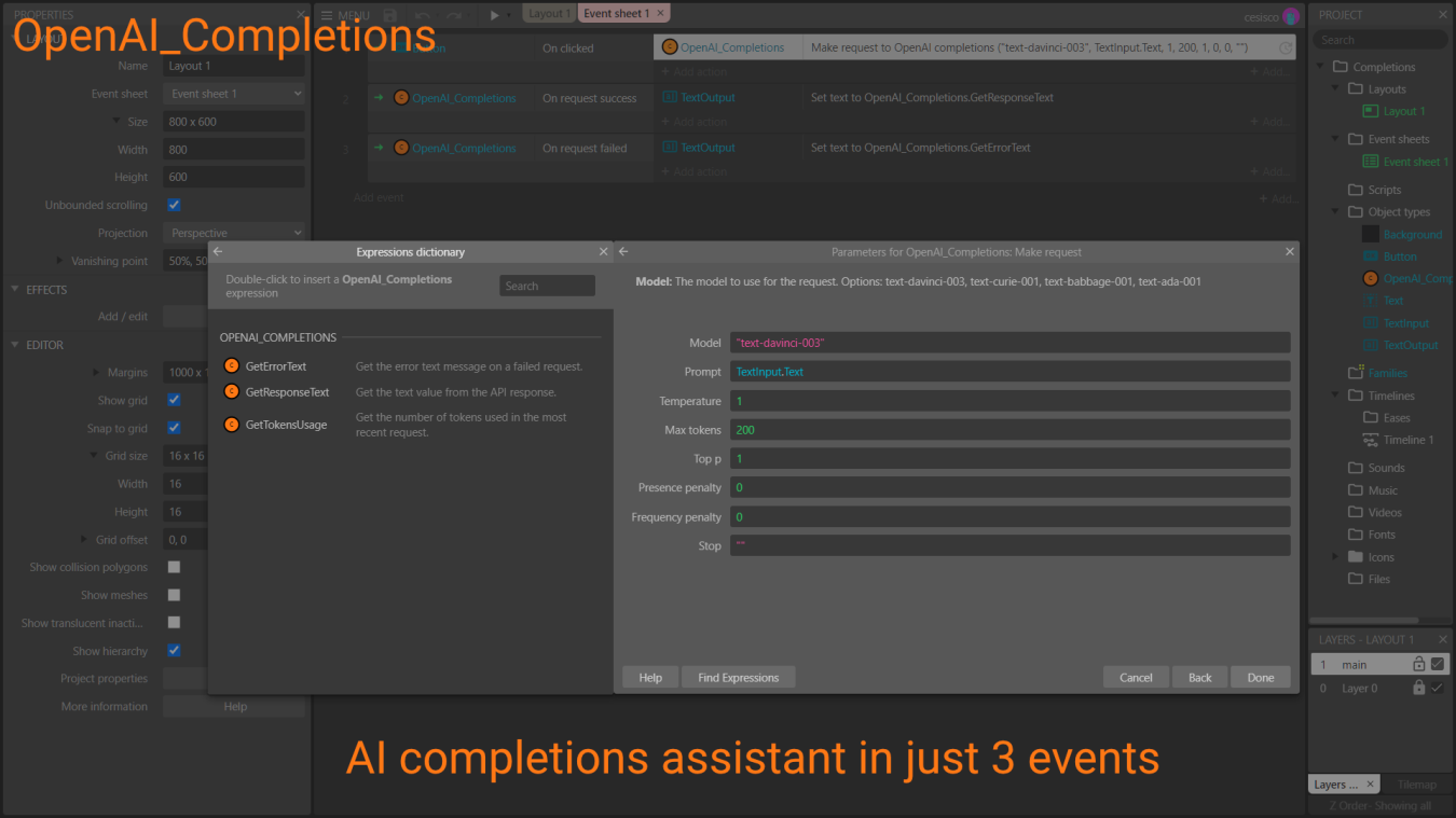 OpenAI Plugin Suite - Construct 3 Addons