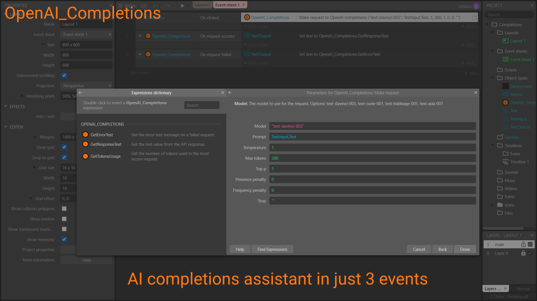 OpenAI Plugin Suite - Construct 3 Addons