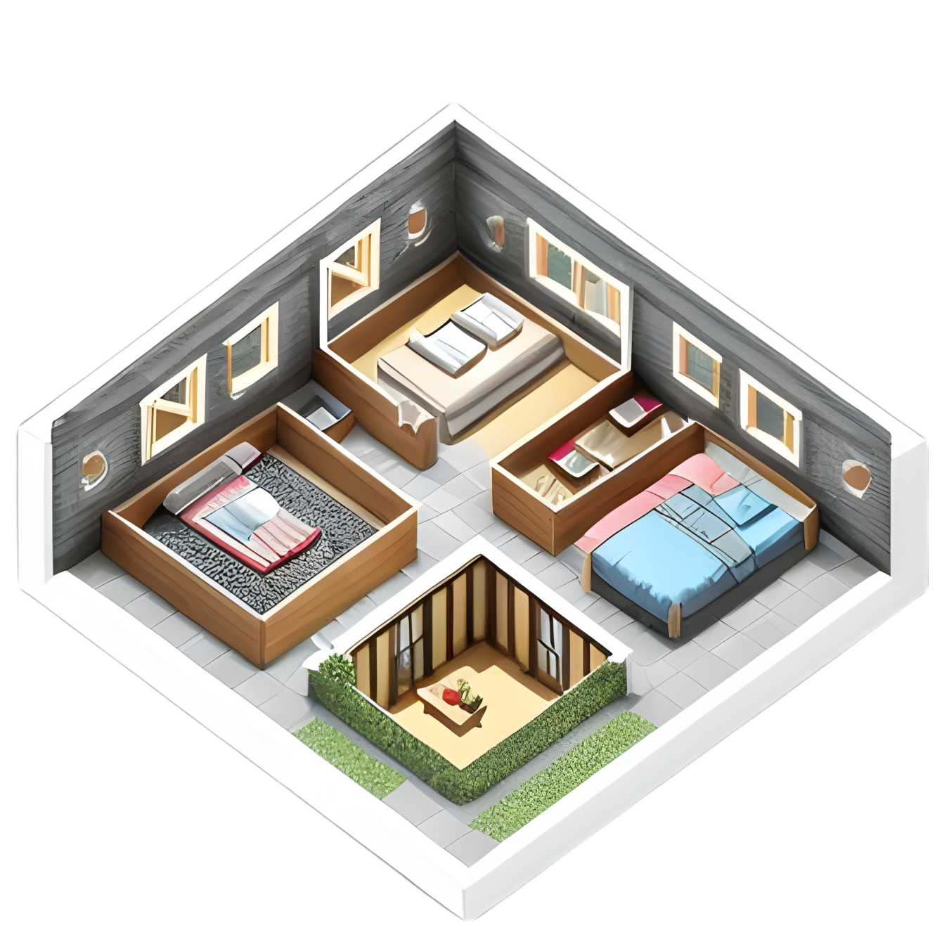 94 Inside buildings views - Isometric view - PNG transparent