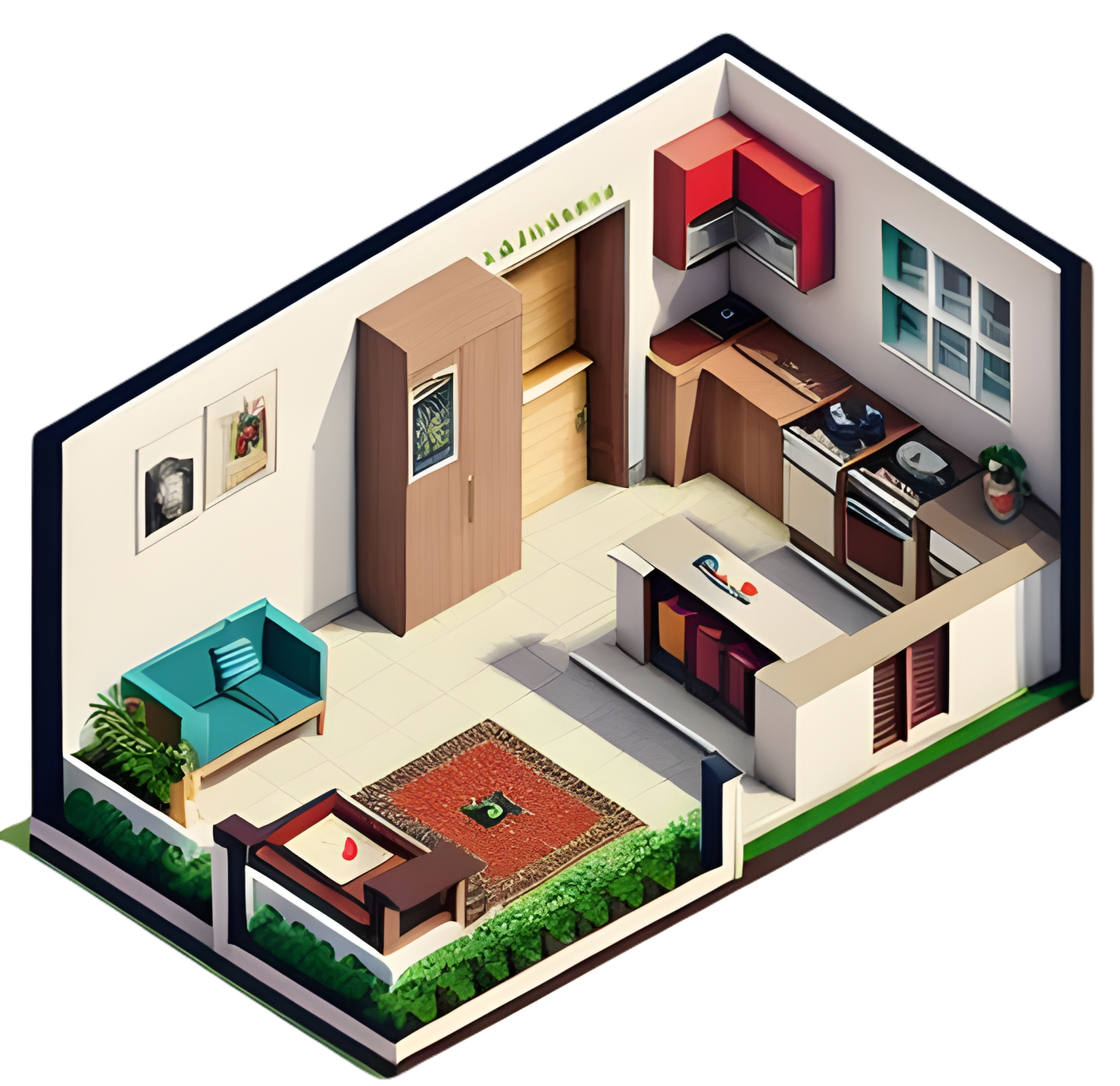94 Inside buildings views - Isometric view - PNG transparent