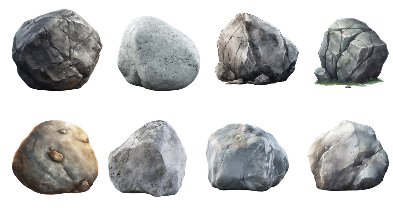 2d realistic stones (+ texture) - Game Sprites