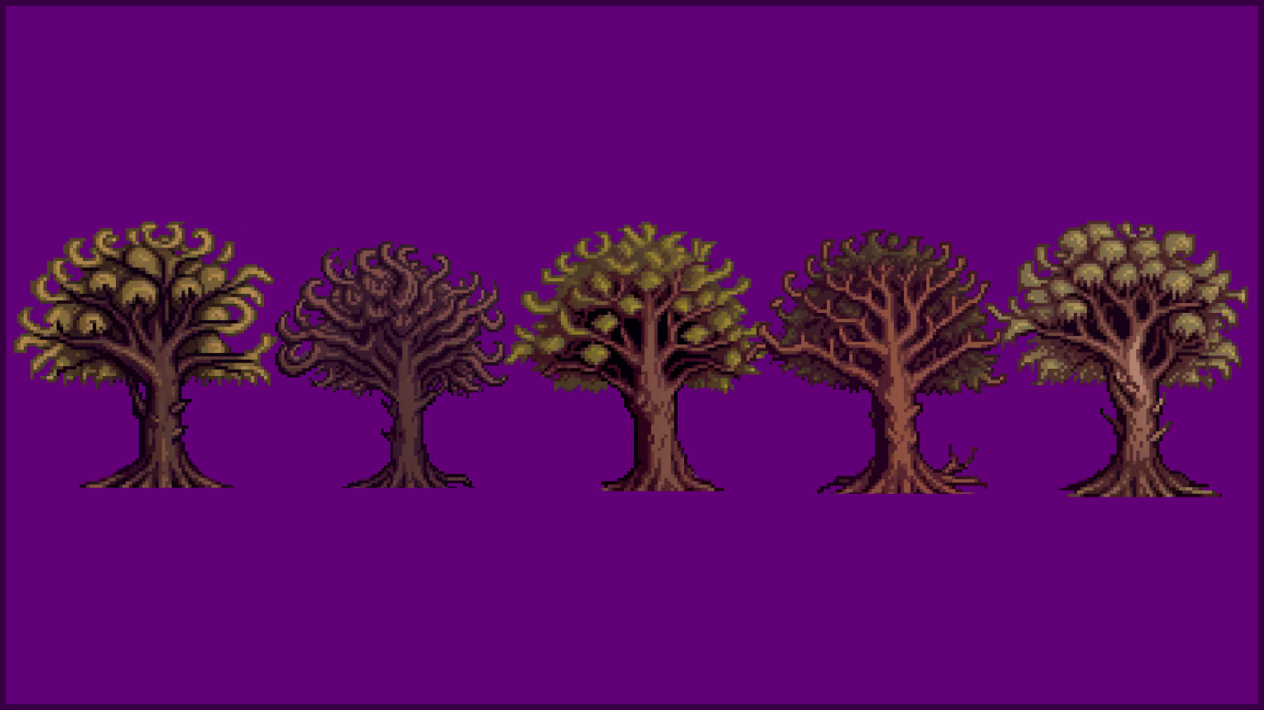 Trees Dark Pixel Art Pack - Game Sprites