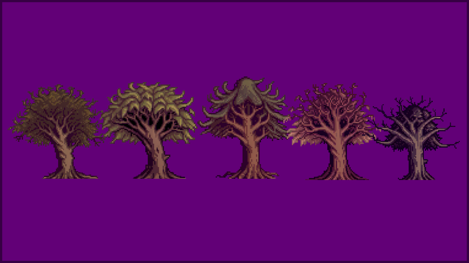 Trees Dark Pixel Art Pack - Game Sprites