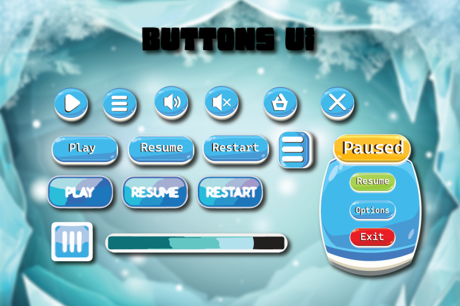 Frosty UI Kit (Buttons & UI Pack) - Game User Interfaces