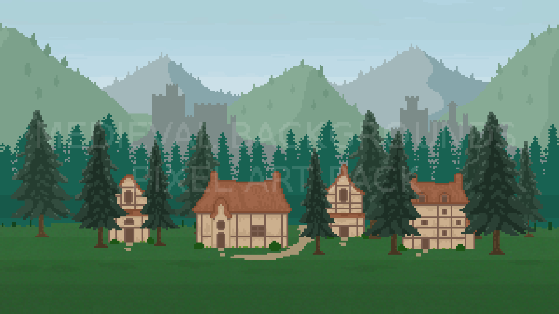 2D Pixel Art Medieval Backgrounds Pack - Game Backgrounds
