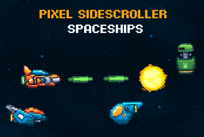 Pixel Art Spaceships for SHMUP - Game Asset Packs